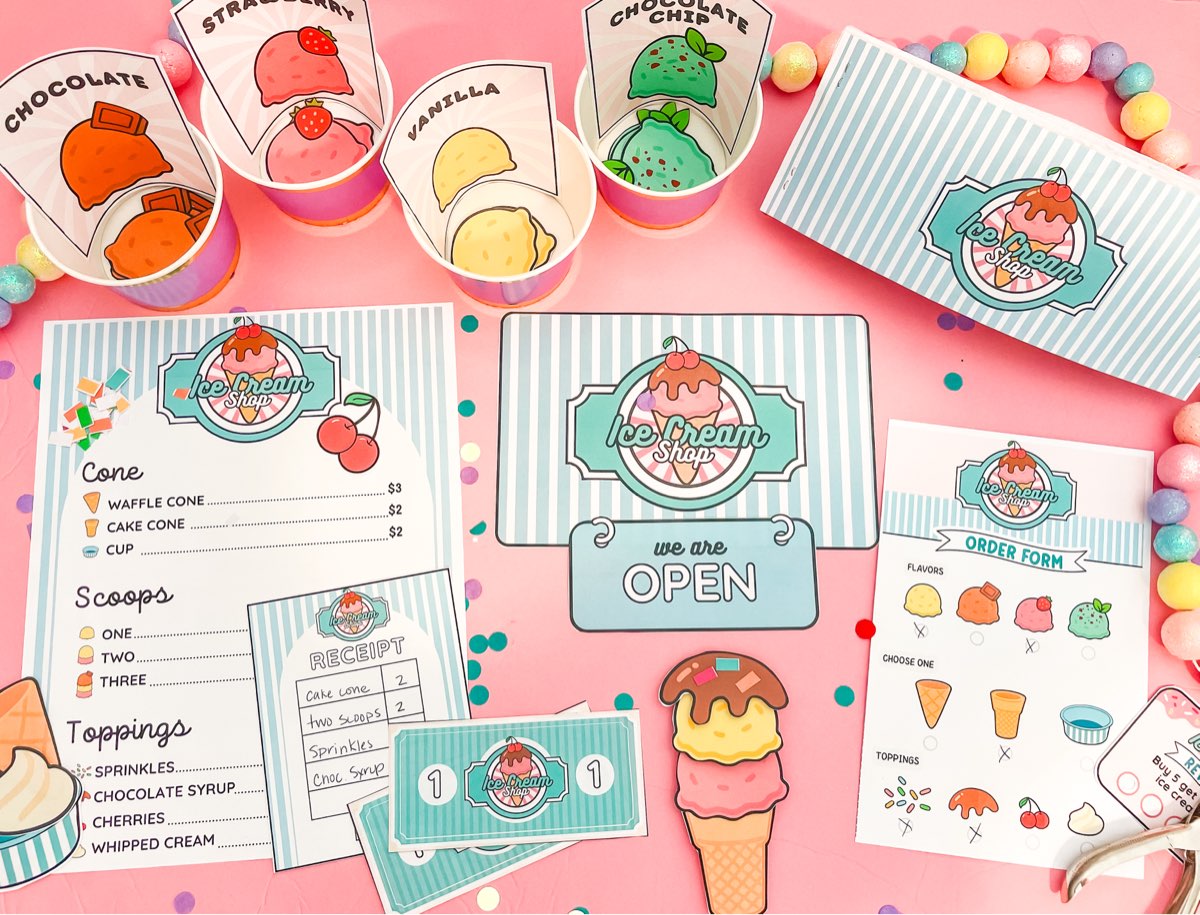 Ice Cream Shop Play Kit (Printable) – Subscription Box Kids